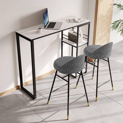 阳创意高脚桌椅合岩板家用小吧台桌台奢客厅一体式靠窗轻长AHZ组