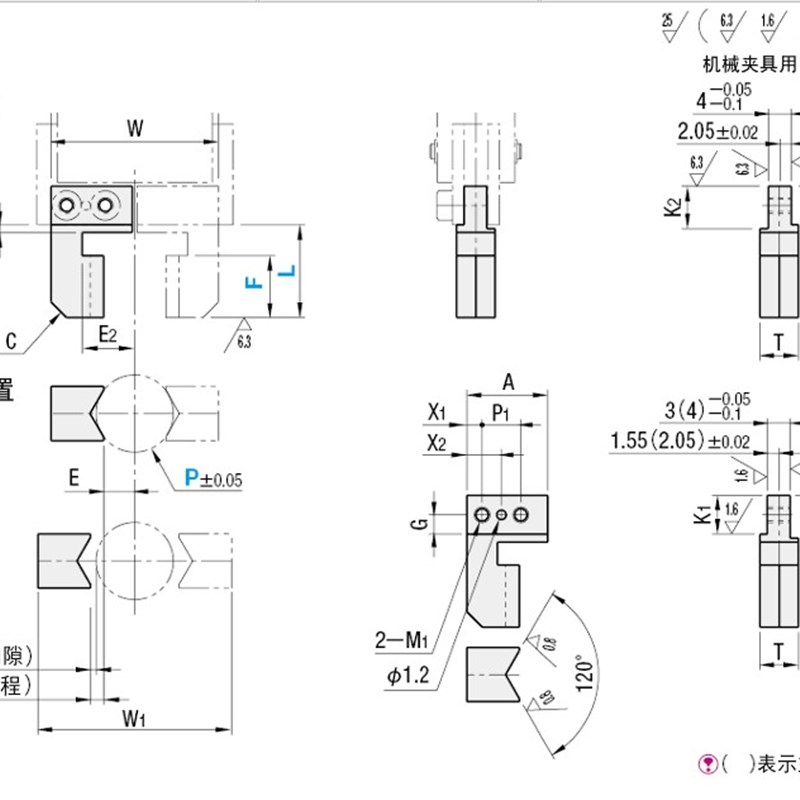 气动夹盘用卡爪直接安装型V型纵向旋钮YVTB YVTM YVTBH YVTBH