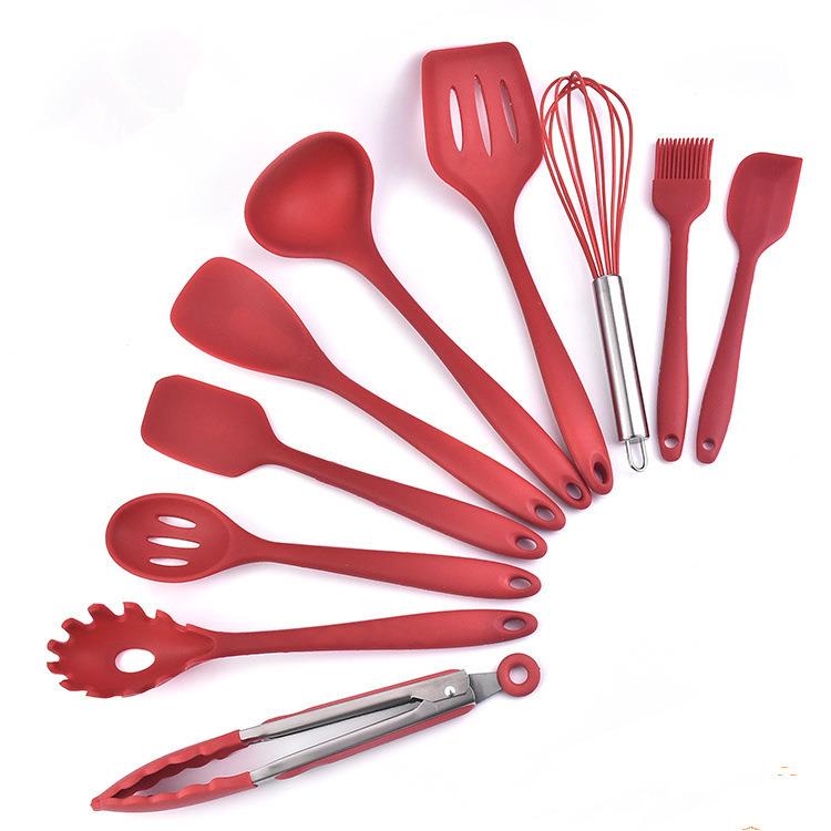 硅胶厨具套装烹饪铲勺工具厨房用具硅胶厨具10件套不粘锅铲勺防烫