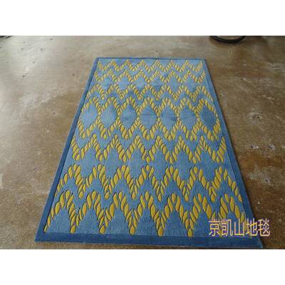 西兰进沙口羊毛蓝色长方形格厅子中式新别墅客茶677几发地毯卧室