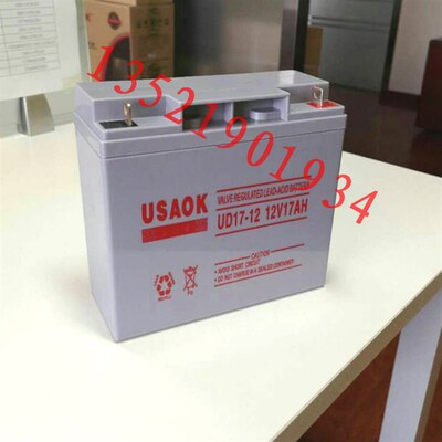 USAOK 12V17AH 铅酸免维护蓄电池UPS电源 太阳能 门禁 消防蓄电池