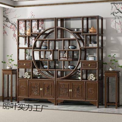 博古架茶NTZ具架玄关展柜实木多宝阁新中式风客隔断示厅屏茶室置