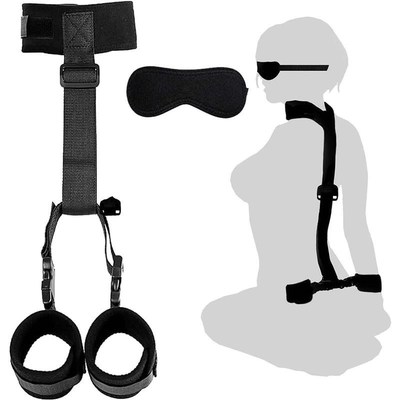 Sex Toys Couples Bondage Restraints Set Neck to Wrist Bed