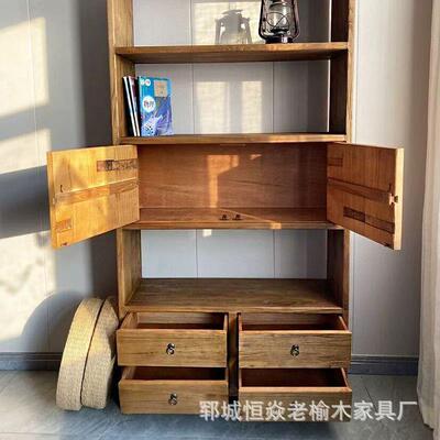老旧榆木博古架家用书展房文玩柜做多宝阁QAJ置物架多示层书架收