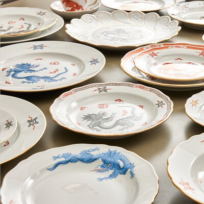 德国MEISSEN梅森瓷黑明之神龙系列欧式送礼家用餐具西餐盘纯手绘