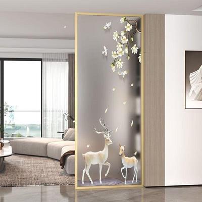 艺画钢化玻璃风进奢门入户客厅HQR遮挡玄关装饰屏现术代简约轻隔