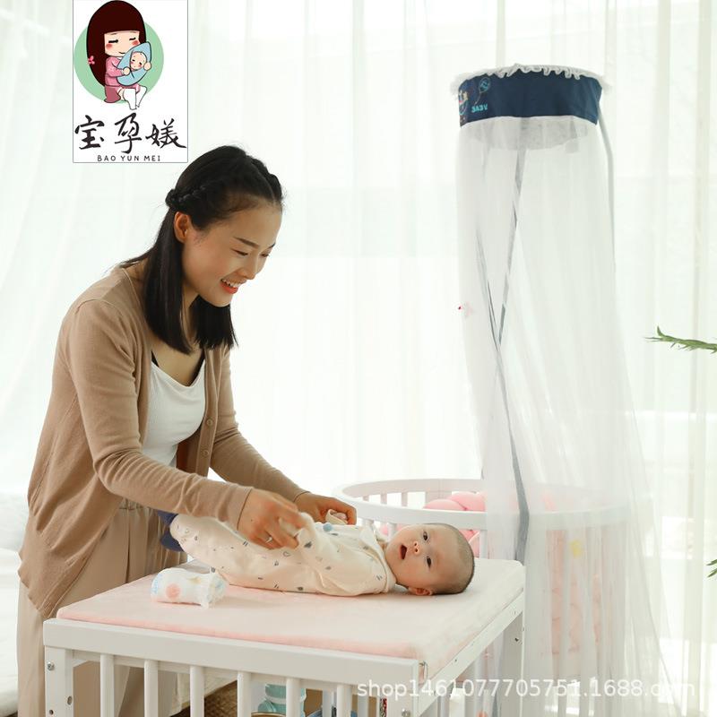 SOY婴床圆床儿童松木升可降尿布台儿带蚊帐实木带护栏婴儿拼接大