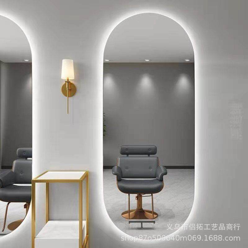 理发店镜台无理发镜子网红D发廊LE镜挂墙美202发镜单面店落框地带