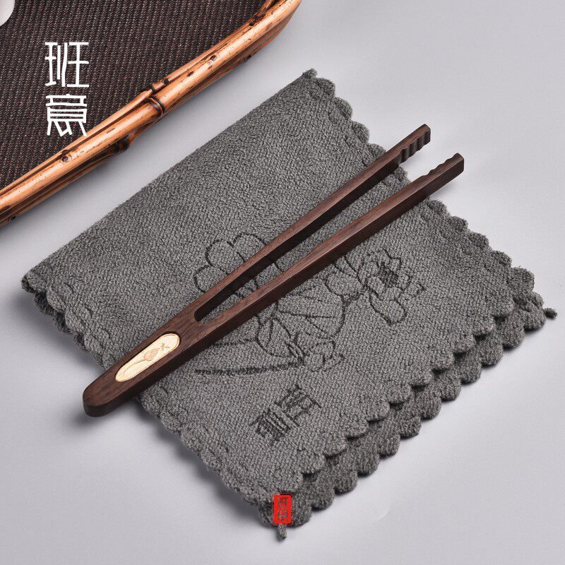班意黑檀木茶夹家用茶杯夹镊子夹茶叶夹茶道六君子配件茶盘零配