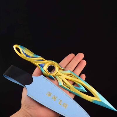 瓦罗游戏周边武器模型落英飞旋蓝色炫彩全金属30CM皮套版兵器