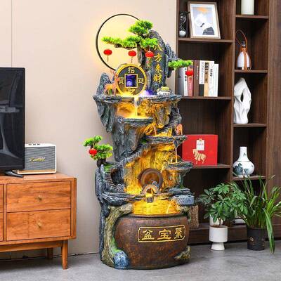 假流水喷客厅招泉财山办公室FID循环水装饰景观落地摆件流水生财