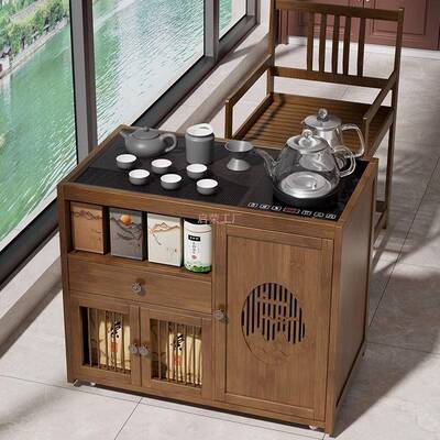中式茶桌移动小茶台客厅茶水柜沙发边UYH几茶台烧新水壶一体茶吧