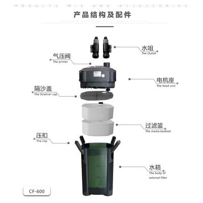 F外置KJC过滤缸桶CF1200族水箱鱼缸过滤器设备缸C800前置静音