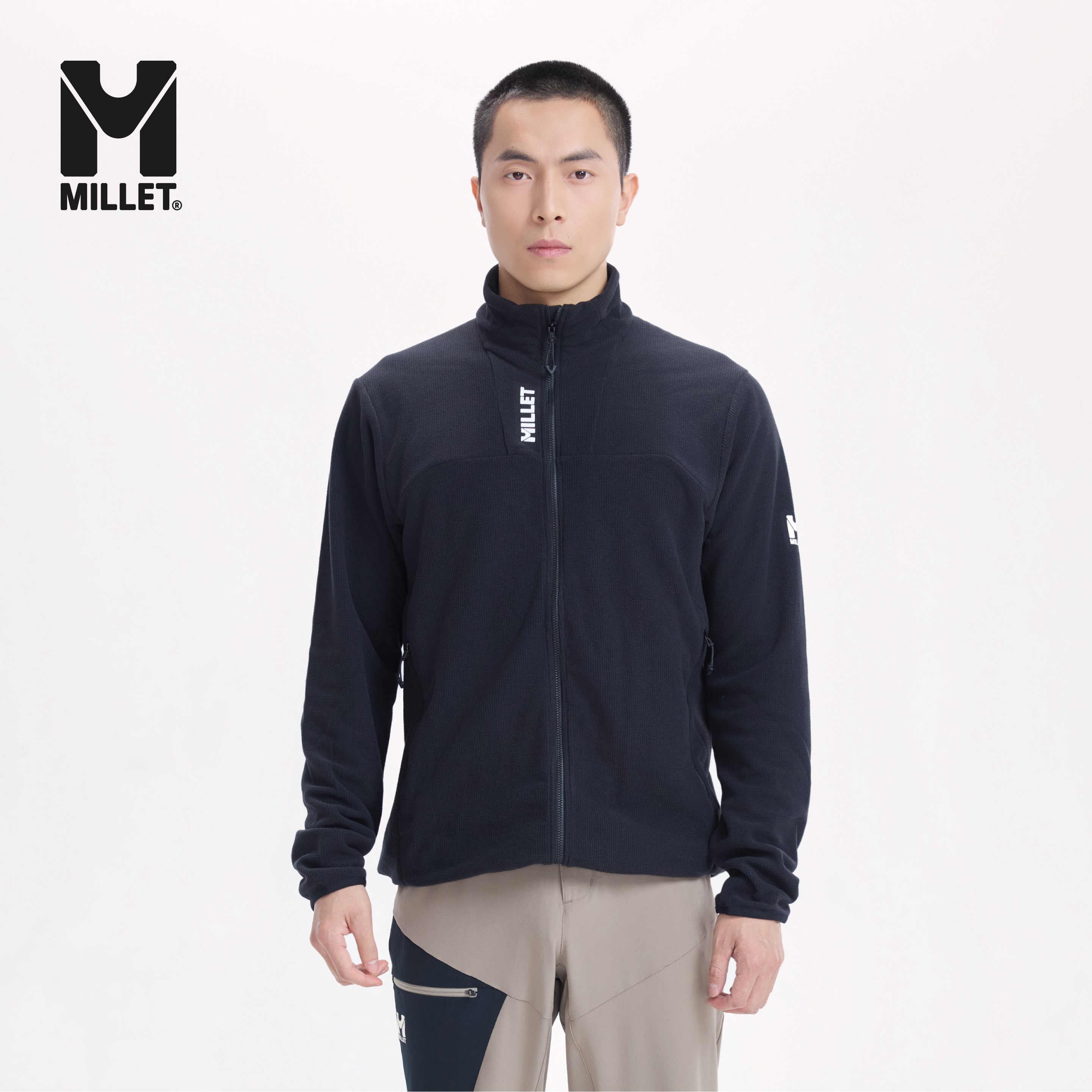 MILLET觅乐UBIC系列户外徒步男士立领秋冬保暖抓绒开衫 MIV10448