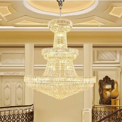 复楼式楼客厅水晶大吊灯后现代奢轻灯别楼中旋墅转楼梯87983酒店