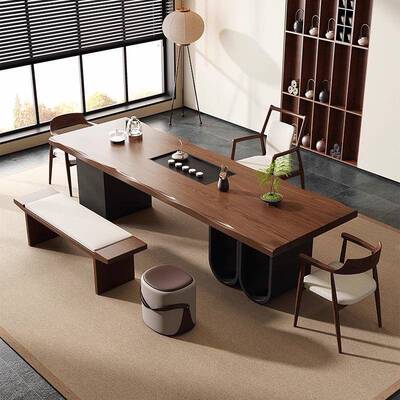 202新高端实木茶桌椅组合现代办公壶室家用烧xyx87667款水茶盘嵌