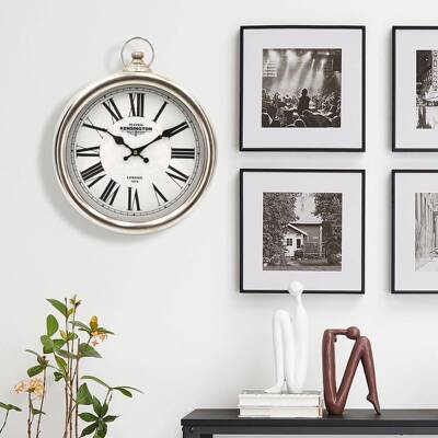 欧式复古挂钟美式艺电镀时钟家挂用A0048铁挂客厅钟表壁扫秒机芯