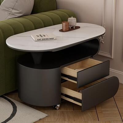 发现代简约奢岩板轻几家用客厅感茶几可移动推车边几沙边LHDA茶&