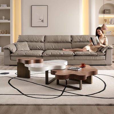 奶油风云朵实木茶几不规则意式客厅创意网红简约现代异形个性茶桌