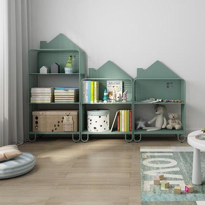 收纳架简约多架功本能小房子架子放落地铁艺置物书置绘本儿童QMF