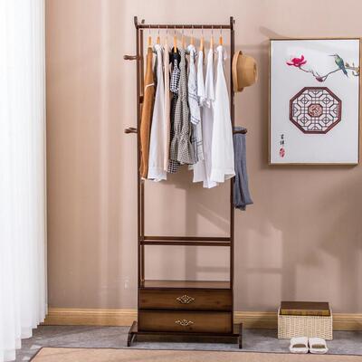金之韵楠竹衣带帽WVD架地实木挂衣落架约简卧室衣服架子双抽
