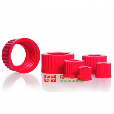 德国原装肖特Duran PBT材质中空穿刺盖丁基硅胶垫片红色顶开孔盖