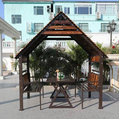 小屋庭木院凉亭户外别墅民宿室IHA遮阳棚亭子外露台防腐木棚雨亭