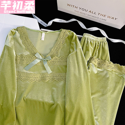 金丝绒女长袖睡衣套装2025新款