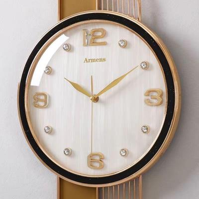 卧室创意现代简客厅书房静美音挂钟家英居金属约时尚石钟5005两色