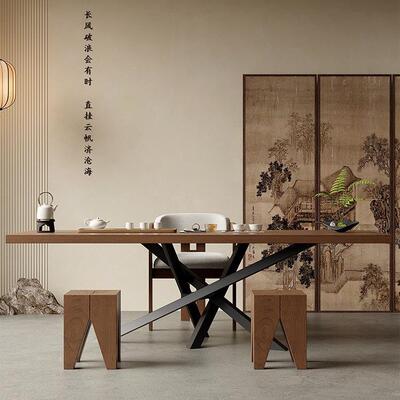 创意接SQB贵客多人泡桌茶茶台商用办公茶桌总裁茶台实待木家具