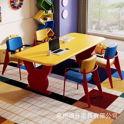 彩色纯实木书AL100739桌客厅油奶电风多人学习桌台脑桌创意极简工