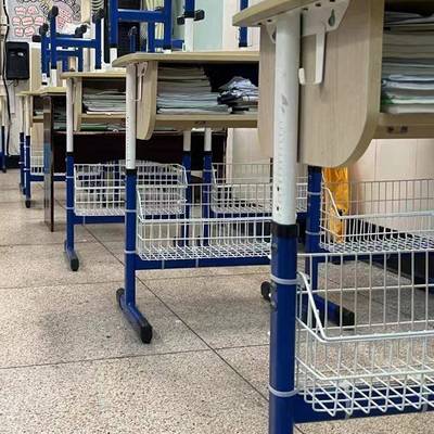 学生书桌专书用挂篮铁多功能收纳书包篮艺校小架课VLA桌学免钉挂