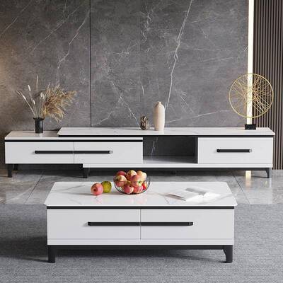 岩板网茶几电款视柜组合家用客长可伸缩电视柜现代简约风FUV红厅