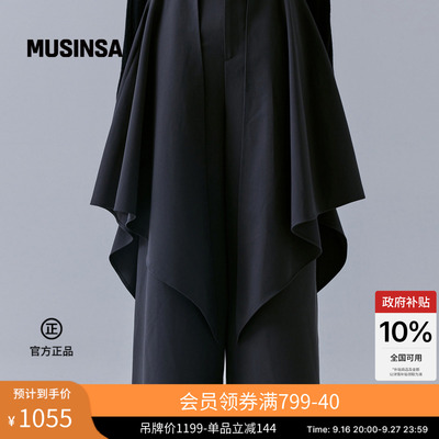 女士新款黑色运动阔腿长裤休闲裤