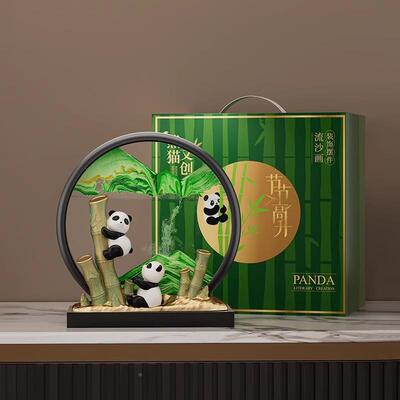 玄关奢电视柜装酒饰品熊猫摆件现升代轻节节高流沙画可印LOGO9948