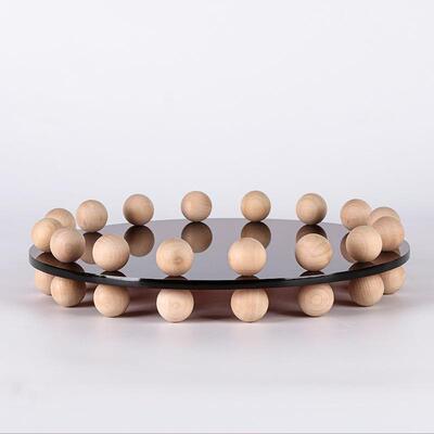 简约创意亚圆形托克盘果盘客厅几茶BKT桌面实木珠点收纳盘力饰品