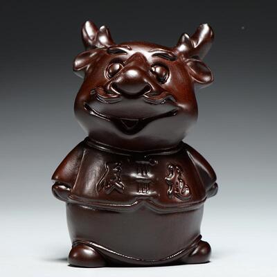 檀木十二生三合摆件一套鼠牛LDS0562虎肖兔龙蛇马羊雕猴鸡狗猪黑