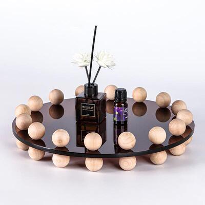 简约创意亚克力圆形托果盘客厅茶几桌面盘实珠SZR纳点收盘饰木品