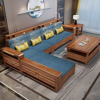 新式中乌金木实木29702沙发组合代简约户轻现奢大小型储物贵妃客