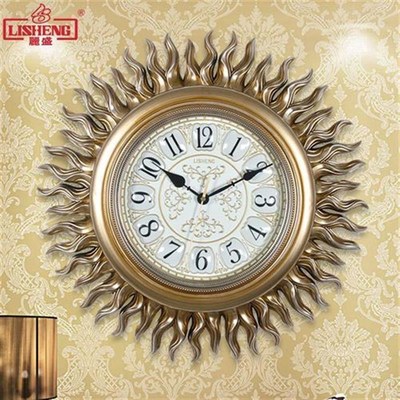欧式挂钟复古静音客厅时钟创意太阳钟表美式石英钟装饰挂表