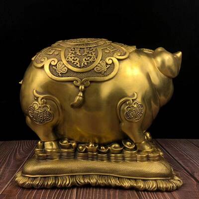 件铜猪财猪存钱生肖猪创意发罐摆0014家具客厅工艺品
