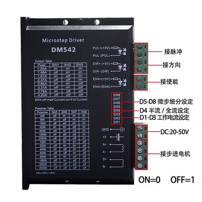 57步进电机套装1.2N.M/57BYG250B驱动器DM542细分25600长56MM包邮