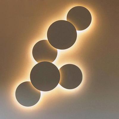 个性创意日食壁灯卧室客厅走廊过道玄关展厅后现代组合圆形月食灯
