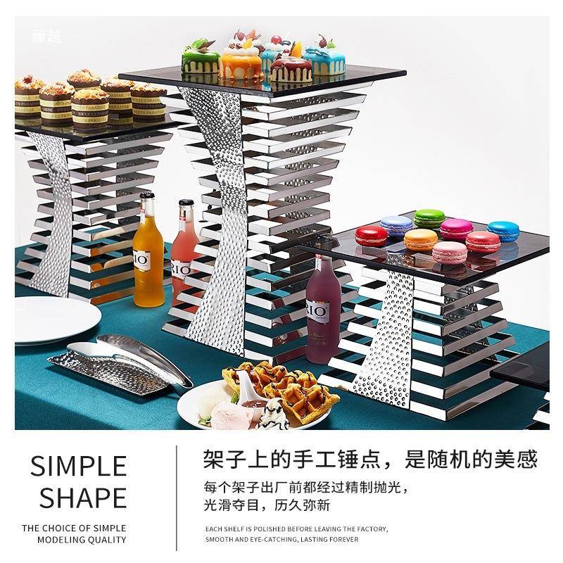 不锈钢锤点自助餐件茶歇冷摆示台宴会酒店蛋糕甜thsd$*&l品摆展架