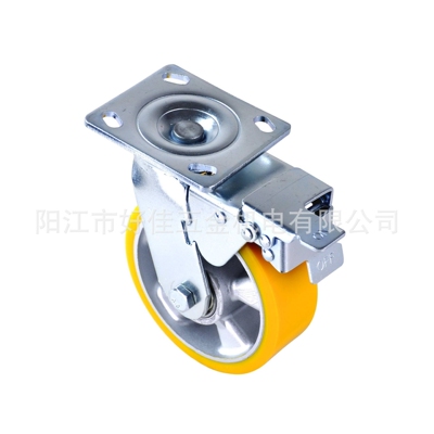 源头工厂直供150X50mm欧款重型静音双轴承高耐磨聚氨酯PU双刹脚轮