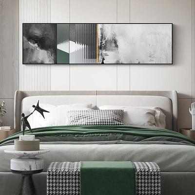 城市浮影现代简床约卧装室饰画主卧头墙画艺JSS-术挂画抽象绿壁色