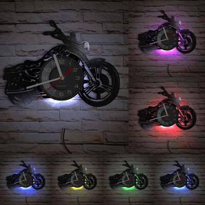 经典摩托车乙烯基唱用车库挂钟摩托车托车骑片家手复古摩机IPG械