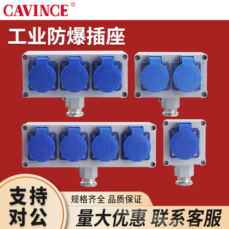 户外防爆插座200-250v双联10/16A三孔工业电源铸铝接线板插座盒