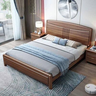 胡双桃床实木床中式28226经济型单人人床1.8米51.m木主卧婚床家具