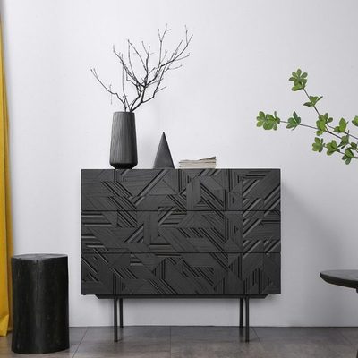 中古风沙发实木三抽斗柜侘寂储物柜北欧表情复古雕花餐边柜玄关柜